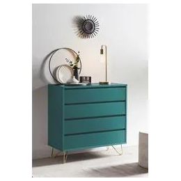 Kommode Salesfever "Bolton - Stilvolles Sideboard", blau (petrol, gold), B:90cm H:90cm T:40cm, MDF, Metall, Sideboards, Kommode, in tollen Farben, Sideboard, Flurschrank, Anrichte