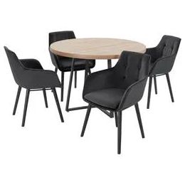 Essgruppe OTTO HOME, schwarz (eiche, schwarz), Sitzm&ouml;bel-Sets, Essgruppe, mit 4 St&uuml;hle