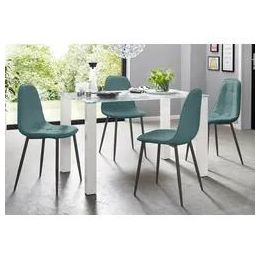 Essgruppe OTTO HOME, blau (wei&szlig;, blau), B:120cm, Sitzm&ouml;bel-Sets, Essgruppe, mit Glastisch, Breite 120 cm