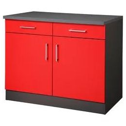 Unterschrank KOCHSTATION "KS-Paris", grau (rot, graphit), B:100cm H:85cm T:60cm, Holzwerkstoff, Schr&auml;nke, Unterschrank, Breite 100 cm