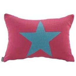 HOCK Dekokissen H.O.C.K. "Rockstar-Stern", bunt (beere, blau, schriftzug stern), B:50cm H:10cm L:30cm, Baumwolle, Polyester, Dekokissen_Sitzkissen_Kissenh&uuml;llen, Wendekissenh&uuml;lle mit F&uuml;llung, 1 St&uuml;ck