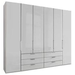 Faltt&uuml;renschrank Wiemann "Monaco, Kleiderschrank, Schrank, W&auml;scheschrank, mit edler Glasfront", wei&szlig; (wei&szlig;, glas wei&szlig;), B:246,9cm H:236cm T:58cm, Floatglas, Holzwerkstoff, Schr&auml;nke, Kleiderschrank Dreht&uuml;renschrank, inkl. gep&auml;mpften Schubk&auml;sten und T&uuml;ren, mit Panorama&ouml;ffnung