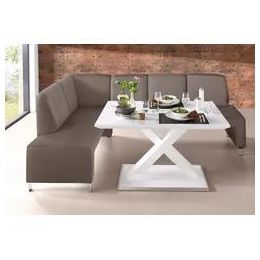 Eckbank exxpo - SOFA FASHION "Intenso, viele Bezugsstoffe Cord, Leder, Struktur 244/157 cm (B/T)", grau (taupe), B:244cm H:91cm T:157cm, NaturLeder;Strukturstoff (Zusammensetzung: Polyester 100%);Luxus-Microfaser (Zusammensetzung: Aufgeflockte 100% Polyester Schicht mit Pr&auml;gung);Cord (Zusammensetzung: Polyester 100%), Sitzb&auml;nke, Eckbank, hohe Bodenfreiheit, frei im Raum stellbar, hoher Sitzkomfort