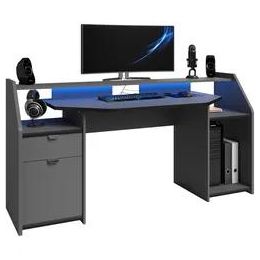Kinderschreibtisch Parisot "Set-Up", grau (grau, schwarz), B:180cm H:92cm T:68cm, Tische, Kinderschreibtisch, Gamingtisch, Jugendschreibtisch, Schreibtisch