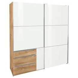 Schwebet&uuml;renschrank wimex "Level by fresh to go", braun (plankeneichefarben, wei&szlig;glas), B:250cm H:236cm T:65cm, Schr&auml;nke, Schwebet&uuml;renschrank, mit Glast&uuml;ren