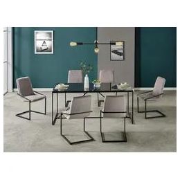 Freischwinger Inosign "Vitus", silber (silberfarben, schwarz), B:52cm H:90cm T:62,5cm, Samtvelours (100% Polyester), St&uuml;hle, Freischwinger, aus sch&ouml;nem weichen Samtvelours Bezug, in verschiedenen Farbvarianten