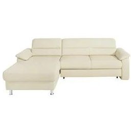 Sit & More Ecksofa SIT & MORE "Ascara L-Form", beige (creme), B:251cm H:85cm T:165cm, NaturLeder;Luxus-Microfaser (100% Polyester);Softlux-Kunstleder;Primabelle-Microfaser (100% Polyester), Sofas, Ecksofa, inklusive Boxspring/Federkern-Polsterung, wahlweise mit Bettfunktion