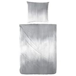 Bettw&auml;sche Primera "Mako-Satin-Bettw&auml;sche Ebbe & Flut", grau (wei&szlig;, grau), B/L: 135cm x 200cm, 1 Stk., 1 Stk., Mako-Satin, B/L: 80cm x 80cm, 2 Stk., Mako-Satin, Obermaterial: 100% Baumwolle, Bettw&auml;sche, Bettw&auml;sche, mit einem zartblauen Muster