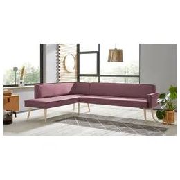 Eckbank exxpo - SOFA FASHION "Lungo, moderne Kedernaht, bequem und elegant, hoher Holzfu&szlig;", lila, B:198cm H:84cm T:260cm, 100% Polyester, Sitzb&auml;nke, Eckbank, hochwertige Detailverarbeitung, frei im Raum stellbar