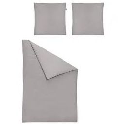 Bettw&auml;sche Irisette "Lago 8450", grau (stein), B/L: 200cm x 200cm, 1 Stk., 2 Stk., Feinbiber, B/L: 80cm x 80cm, 3 Stk., Feinbiber, Obermaterial: 100% Baumwolle, Bettw&auml;sche, Bettw&auml;sche, wohlig warm und kuschelig