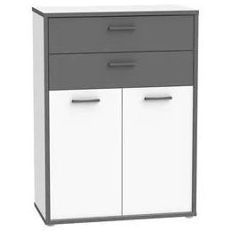 Kommode FORTE "Keflav", wei&szlig; (wei&szlig;, uni wolfram grau), B:84,5cm H:115,1cm T:41,5cm, Spanplatte, Sideboards, Kommode, Breite 84,5 cm