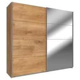 Schwebet&uuml;renschrank wimex "Easy", braun (plankeneichefarben, spiegel), B:270cm H:210cm T:65cm, Schr&auml;nke, Schwebet&uuml;renschrank, mit Teilspiegel