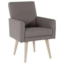 Sessel exxpo - SOFA FASHION "Lungo, Loungesessel mit moderner Kedernaht, bequem und elegant", grau (taupe), B:64cm H:89cm T:67cm, Sessel, Sessel, Breite 64 cm, hoher Holzfu&szlig;