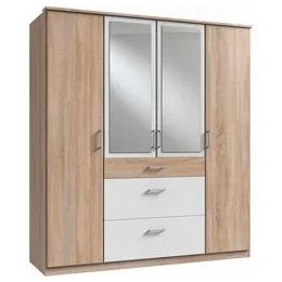 Kleiderschrank wimex "Click", wei&szlig; (struktureichefarben hell, wei&szlig;), B:180cm H:199cm T:58cm, Schr&auml;nke, Kleiderschrank Dreht&uuml;renschrank, mit Spiegel