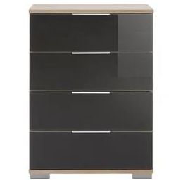 Nachtkommode wimex "Easy", braun (struktureichefarben hell, grauglas), B:52cm H:74cm T:38cm, Sideboards