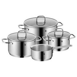 Topf-Set WMF "Inspiration Induktion, Kochtopf Set mit Glasdeckel", silber (edelstahlfarben), T&ouml;pfe, f&uuml;r alle Herdarten geeignet, unbeschichtet, pflegeleicht, robust