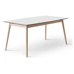 Esstisch HAMMEL FURNITURE "Meza Designtisch mit Auszugsfunktion und 2 Einlegeplatten", wei&szlig; (wei&szlig;, naturfarben), B:165cm H:73,5cm T:90cm, Tischplatte: Wei&szlig; laminat (MDF-Kante natur), Gestell: Wei&szlig; pigmentiertes Eiche;Mit nanobehandeltem Laminat, einer matten, seidigen Oberfl&auml;che, die Fingerabdr&uuml;cke abweist und langlebig und hygienisch ist;Mit nanobehandeltem Laminat, einer matten, seidigen Oberfl&auml;