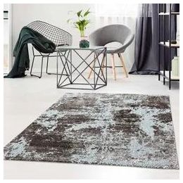Teppich Carpet City "Moda 1137" Gr. 31, blau, B:140cm H:11mm L:200cm, Kunstfaser, Teppiche, Teppich, Kurzflor, Vintage, abstrakt gemustert, Wohnzimmer