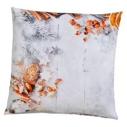 Kissenh&uuml;llen CASATEX "cakes and nuts, Weihnachtsdeko", bunt (wei&szlig;, grau, braun), B:40cm L:40cm, Baumwolle, Obermaterial: 100% Baumwolle, Kissenbez&uuml;ge