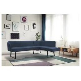 Eckbank exxpo - SOFA FASHION "Americano", blau (navy), B:249cm H:83cm T:157cm, Sitzb&auml;nke, Eckbank, mit Keder und Metallf&uuml;&szlig;en, Bezug in verschiedenen Qualit&auml;ten