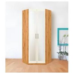 Eckkleiderschrank Priess "Lissabon", braun (astkernbuche, lichtwei&szlig;), B:78cm H:193cm T:36cm, Holzwerkstoff, Schr&auml;nke, Eckkleiderschrank