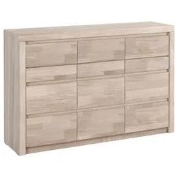 Kommode OTTO HOME "Silkeborg", braun (eiche wei&szlig; gekalkt teilmassiv), B:130cm H:85cm T:35cm, Holz teilmassiv, Sideboards, Kommode, Breite 130 cm