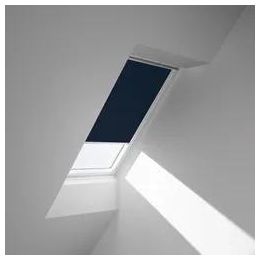 Verdunklungsrollo Velux "DKL F04 1100SWL", blau (dunkelblau, wei&szlig;), F04, stufenlos positionierbar, Aluminium, Polyester, Rollos, Verdunklungsrollo, wei&szlig;e F&uuml;hrungsschienen & Griffleiste