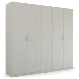Dreht&uuml;renschrank Rauch "Kleiderschrank Schrank Garderobe Ankleide PURE BY QUADRA SPIN", grau (seidengrau), B:226cm H:210cm T:54cm, Holzwerkstoff, Schr&auml;nke, Dreht&uuml;renschrank, mit Spiegel, in puristischem Design, Griffe alufarben MADE IN GERMANY