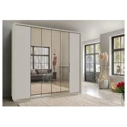 Kleiderschrank Wiemann "Kansas", beige (champagner, spiegel), B:250cm H:217cm T:58cm, Schr&auml;nke, Kleiderschrank Dreht&uuml;renschrank, mit Spiegel