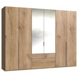 Kleiderschrank wimex "New York", braun (plankeneichefarben, spiegel), B:270cm H:208cm T:58cm, Schr&auml;nke, Kleiderschrank, mit Spiegelt&uuml;r