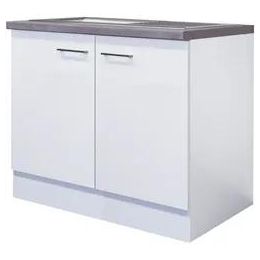 Sp&uuml;lenschrank Flex-Well "Kopenhagen", wei&szlig; (wei&szlig; matt, beton grau), B:100cm H:86cm T:57cm, Schr&auml;nke, Sp&uuml;lenschrank, (B/H/T) 100 x 86 x 60 cm, inkl. Einbausp&uuml;le