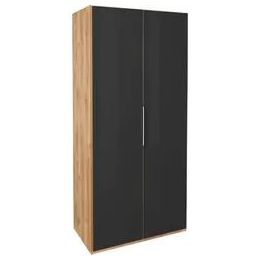 Kleiderschrank wimex "Level by fresh to go", grau (plankeneichefarben, grauglas), B:100cm H:236cm T:58cm, Schr&auml;nke, Kleiderschrank Dreht&uuml;renschrank, T&uuml;ren vollfl&auml;chig mit farbigem Glas