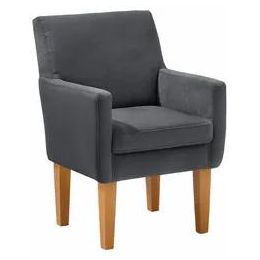 Sessel Home Affaire "Fehmarn", grau, B:66cm H:96cm T:71cm, Luxus Microfaser (Zusammensetzung: 100% Polyester), Sessel, Sessel, komfortable Sitzh&ouml;he von 54 cm, in 3 verschiedenen Bezugsqualit&auml;ten
