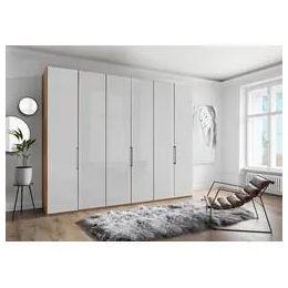 Dreht&uuml;renschrank Wiemann "Monaco, Kleiderschrank, Schrank, W&auml;scheschrank, mit edler Glasfront", braun (bianco, eiche, nachbildung, glas wei&szlig;), B:295,2cm H:216cm T:58cm, Floatglas, Holzwerkstoff, Schr&auml;nke, Dreht&uuml;renschrank, hochwertigen Beschl&auml;ge inkl. T&uuml;rd&auml;mpfung, variable Inneneinteilung