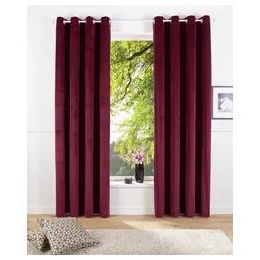 Vorhang OTTO HOME "Velvet Uni" Gr. 4, rot, B:140cm H:245cm, Polyester, Polyester, Gardinen, Blickdichter Samt, 2-er Set, edel, Gardine, multifunktional