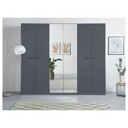 Dreht&uuml;renschrank Rauch "Kleiderschrank Schrank Garderobe TOPSELLER OTELI inkl. Inneneinteilung", grau (graumetallic), B:271cm H:229cm T:54cm, Holzwerkstoff, Schr&auml;nke, Dreht&uuml;renschrank, mit zus&auml;tzlichen Einlegeb&ouml;den, optional mit Spiegel MADE IN GERMANY
