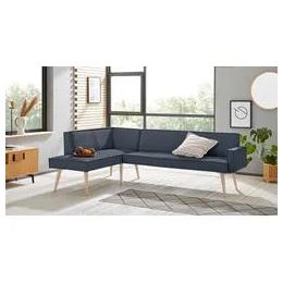 Eckbank exxpo - SOFA FASHION "Lungo, moderne Kedernaht, bequem und elegant, hoher Holzfu&szlig;", grau (anthrazit), B:158cm H:84cm T:239cm, 100% Polyester, Sitzb&auml;nke, Eckbank, hochwertige Detailverarbeitung, frei im Raum stellbar