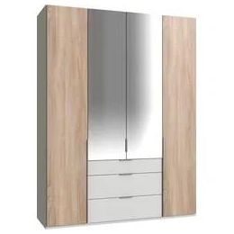 Kleiderschrank wimex "New York", wei&szlig; (wei&szlig;,struktureichefarben hell, spiegel), B:180cm H:236cm T:58cm, Schr&auml;nke, Kleiderschrank, mit Spiegelt&uuml;r