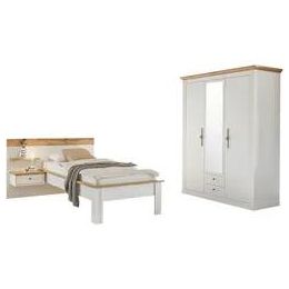 Schlafzimmer-Set OTTO HOME "Westminster", wei&szlig;, B/H: 90cm x 200cm, Schlafzimmerm&ouml;bel-Sets, beinhaltet 1 Bett, Kleiderschrank 3-t&uuml;rig und 1 Wandpaneel