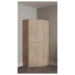 Eckkleiderschrank Priess "Barcelona Kleiderschrank Eckl&ouml;sung Raumwunder", braun (struktureichefarben hell), B:78cm H:193cm T:78cm, Holzwerkstoff, Schr&auml;nke, Eckkleiderschrank, in 2 Tiefen Schrank Eckschrank Garderobe