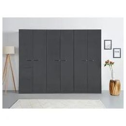 Dreht&uuml;renschrank Rauch "Kleiderschrank Schrank Garderobe TOPSELLER OTELI inkl. Inneneinteilung", grau (graumetallic, hochglanz effektgrau), B:271cm H:210cm T:54cm, Holzwerkstoff, Schr&auml;nke, Dreht&uuml;renschrank, mit zus&auml;tzlichen Einlegeb&ouml;den, optional mit Spiegel MADE IN GERMANY