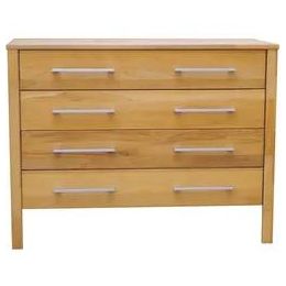 Schubkastenkommode Home Affaire "Modesty", beige (naturfarben), B:100cm H:76cm T:45cm, Massivholz, Sideboards, aus massiver Kernbuche, mit 4 Schubladen und Metallgriffen