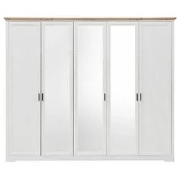 Kleiderschrank Schlafkontor "Jasmin II", braun (anderson pine, abgesetzt artisan eiche), B:264cm H:220cm T:64cm, Holzwerkstoff, MDF, Schr&auml;nke, Kleiderschrank, im Landhausstil