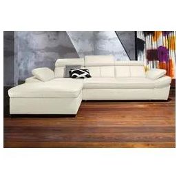 Ecksofa exxpo - SOFA FASHION "Salerno, Funktionssofa, Breite 280cm, hoher Sitzkomfort, L-Form", wei&szlig; (keramik), B:280cm H:77cm T:170cm, Microfaser-Primabelle (100% Polyester);NaturLEDER;Kunstleder;Lederfaserstoff;Luxus-Microfaser Lederoptik, Sofas, Ecksofa, inkl. Kopf- und Armteilverstellung, wahlweise mit Bettfunktion