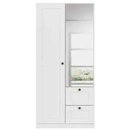 Dreht&uuml;renschrank Rauch "Kleiderschrank Schrank Garderobe Ankleide Schlafzimmerschrank YLVA", wei&szlig;, B:90cm H:197cm T:54cm, Holzwerkstoff, Schr&auml;nke, Dreht&uuml;renschrank, skandinavischer Style mit Rahmenfront und Knopfgriffen MADE IN GERMANY