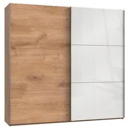 Schwebet&uuml;renschrank wimex "Level by fresh to go", braun (plankeneichefarben, wei&szlig;glas), B:250cm H:236cm T:65cm, Schr&auml;nke, Schwebet&uuml;renschrank, mit jeweils einer Glast&uuml;r