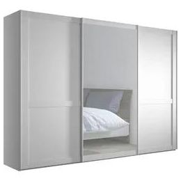 Schwebet&uuml;renschrank Wiemann "G&ouml;teborg", wei&szlig; (wei&szlig;, kristallspiegel), B:295,2cm H:220cm T:67cm, Glas, Holzwerkstoff, Schr&auml;nke, Schwebet&uuml;renschrank, Querriegel und Griffleisten im Korpusfarbton, inkl. Spiegel