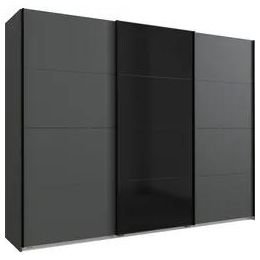 Schwebet&uuml;renschrank wimex "Barcelona", schwarz (graphit, mittelt&uuml;r glas schwarz), B:270cm H:208cm T:65cm, Holzwerkstoff, Schr&auml;nke, Schwebet&uuml;renschrank, mit Glaselementen auf der Mittelt&uuml;r
