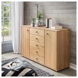 Kombikommode Wiemann "Kiruna", braun (eiche teilmassiv), B:141cm H:86cm T:43cm, Holz teilmassiv, Sideboards, Kombikommode, vormontiert