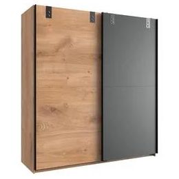 Schwebet&uuml;renschrank wimex "Liverpool, Made in Germany", grau (plankeneiche, nachbildung, abgesetzt graphitfarben), B:180cm H:198cm T:64cm, Schr&auml;nke, Schwebet&uuml;renschrank, Kleiderschrank im Industrial Look, 135 oder 180x64x198cm